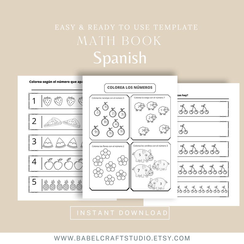 Spanish Maths Coloring Book: Count and Color (printable PDF) - Etsy