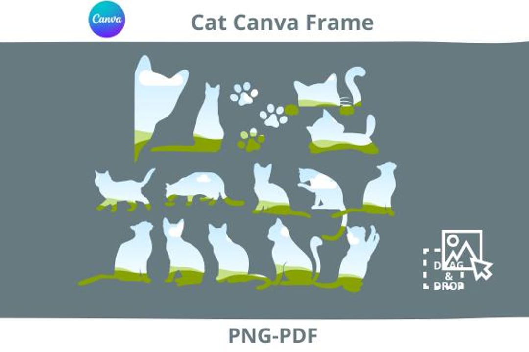 Canva Frame Template Bundle Cat, Cats Frame PDF, Canva Cat Template ...
