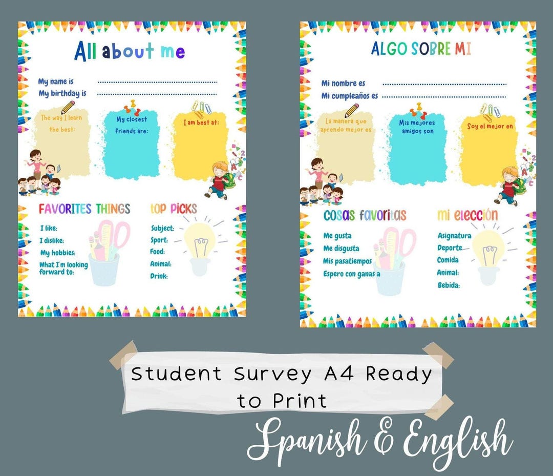 All About Me Student Favorite Things First Day of School Activity Pupil ...