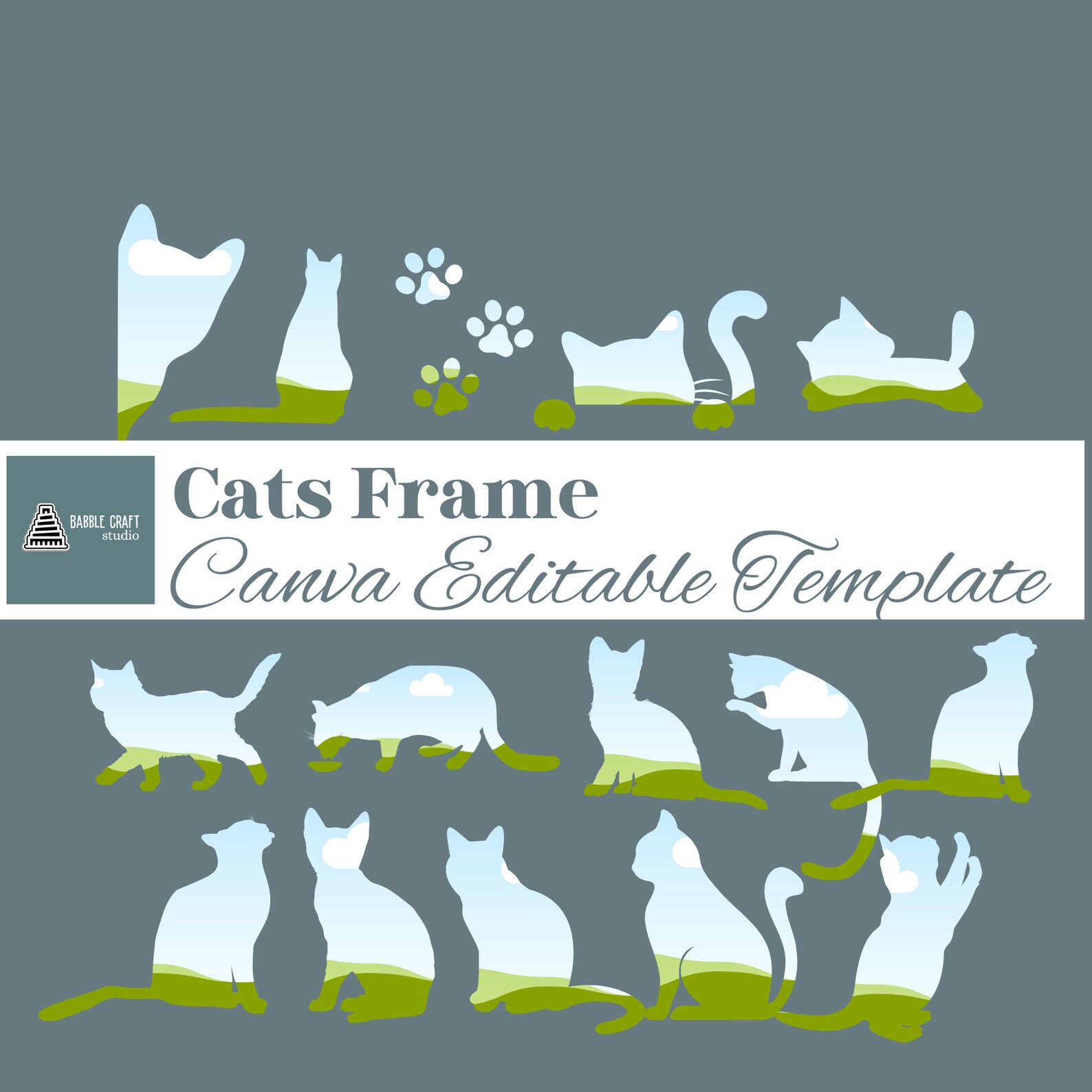 Canva Frame Template Bundle Cat, Cats Frame PDF, Canva Cat Template ...