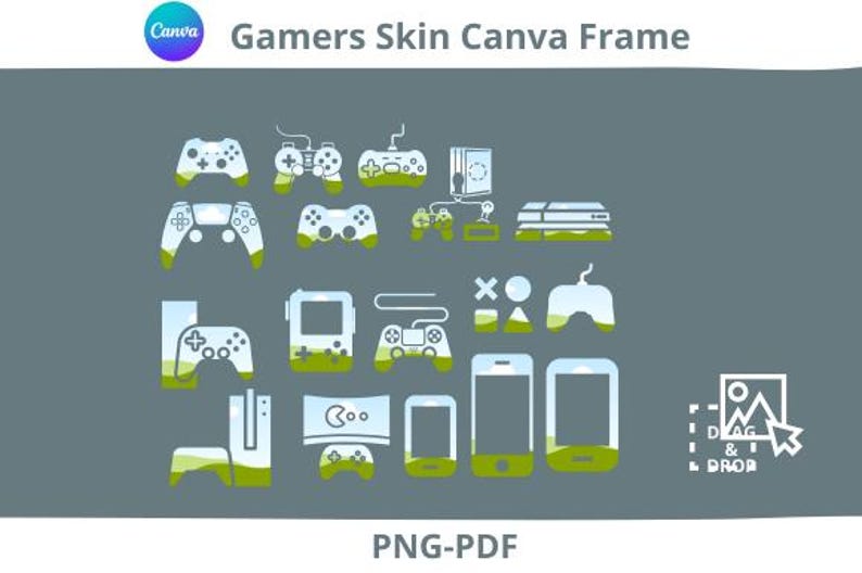 Gamers Skin Template Canva, Console and Gampads Svg Canva Drag and Drop ...