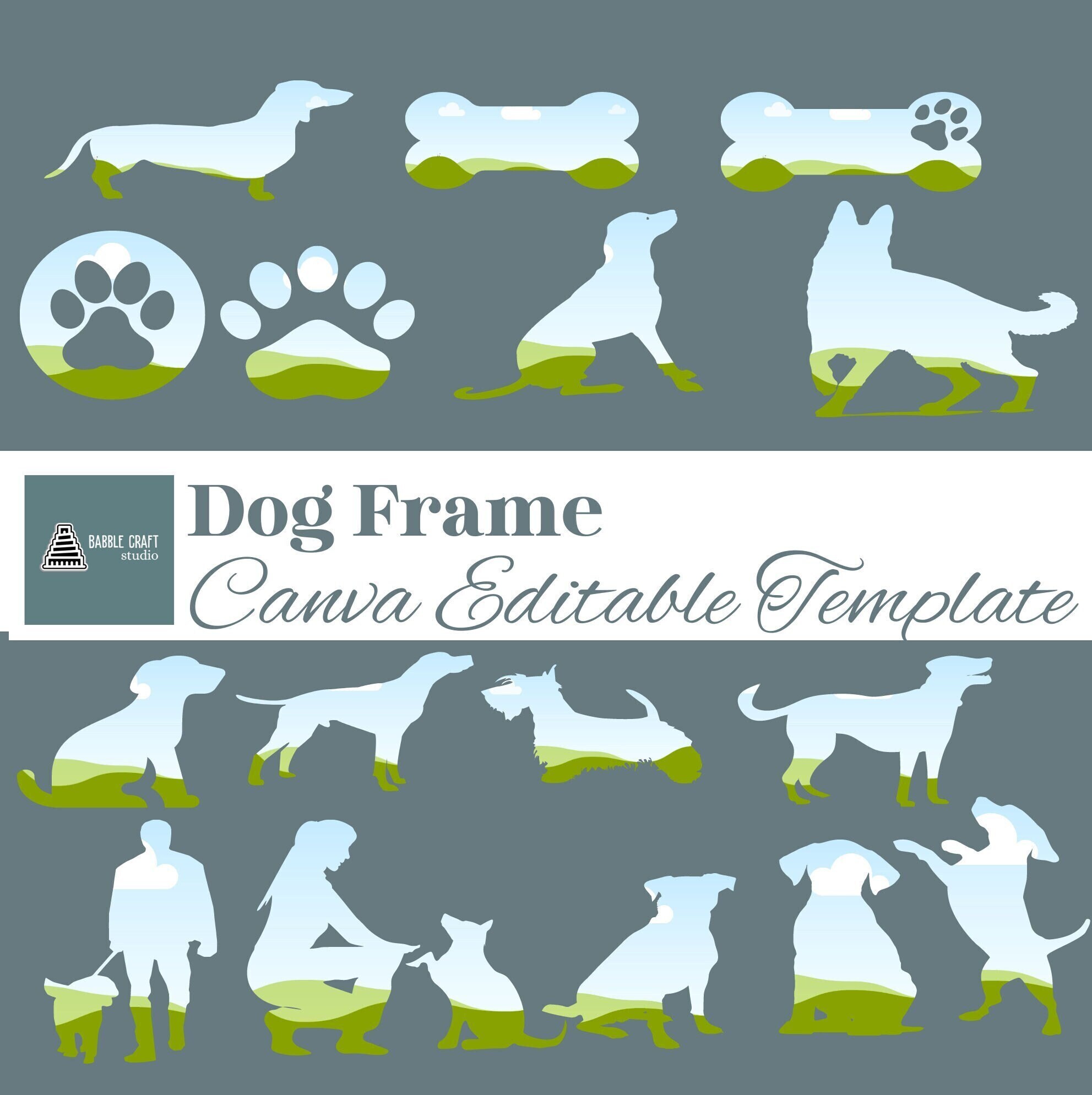 Dog Canva Frame PDF, Poppy Canva Frames, Canva Template Frame Mockup ...