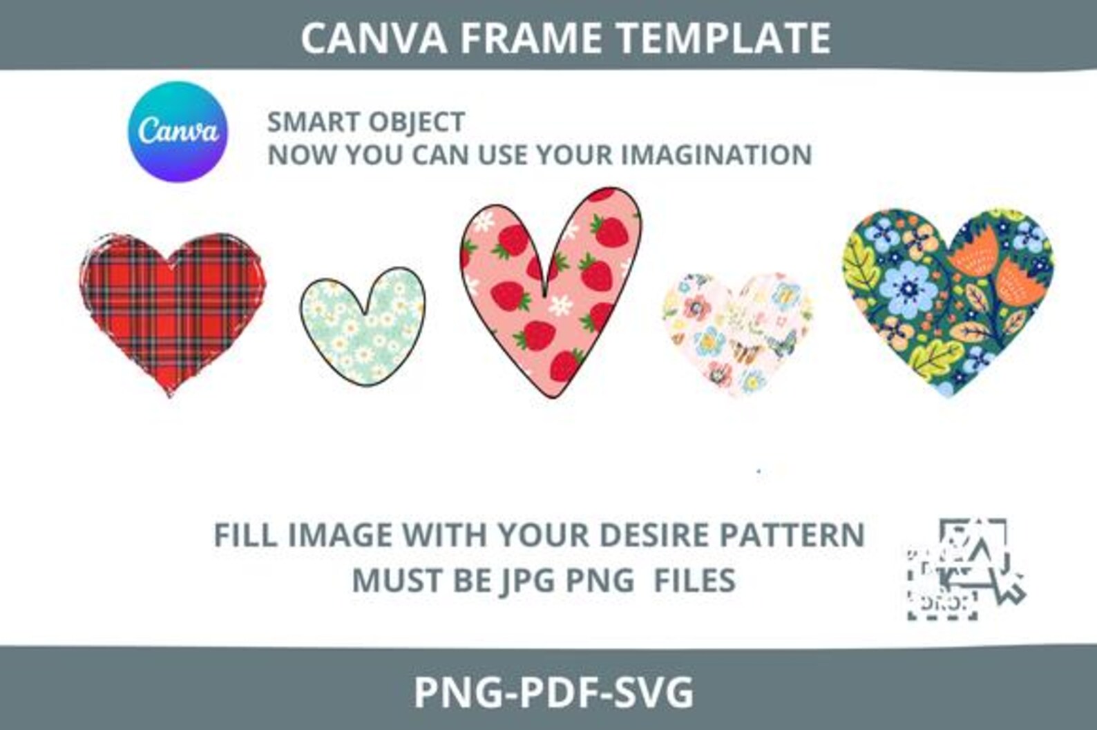 Heart Canva Frame Love Hearts Editable Digital Product Download ...