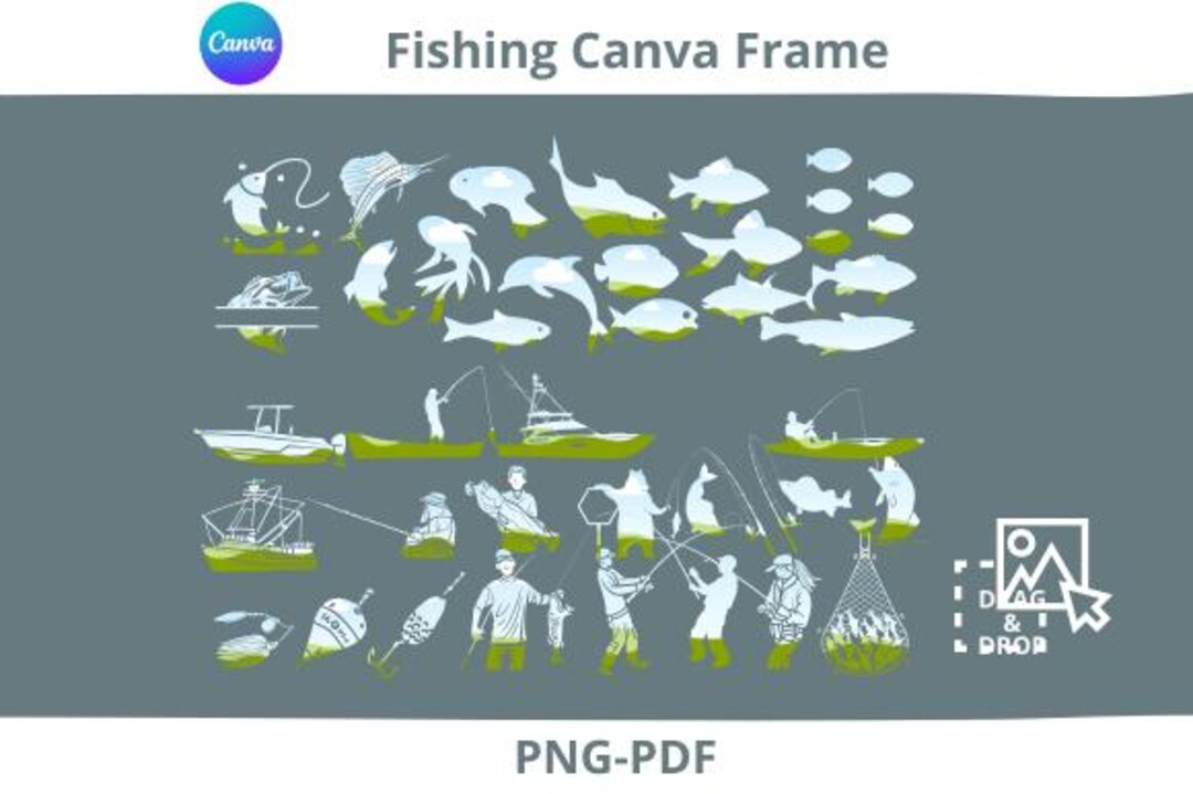 Fishing Canva Frame Template, Fish Theme, Fisher Canva Template Mockup ...