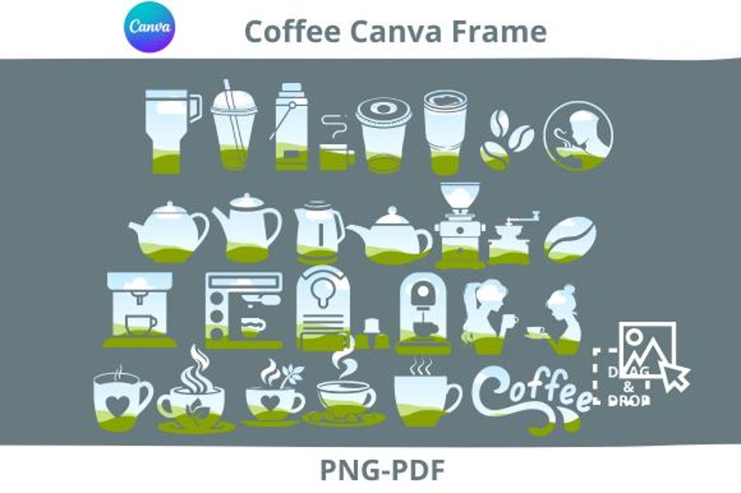 Coffee Frames PDF Template, Canva Mockup Bundle Fill Your Own Drag ...