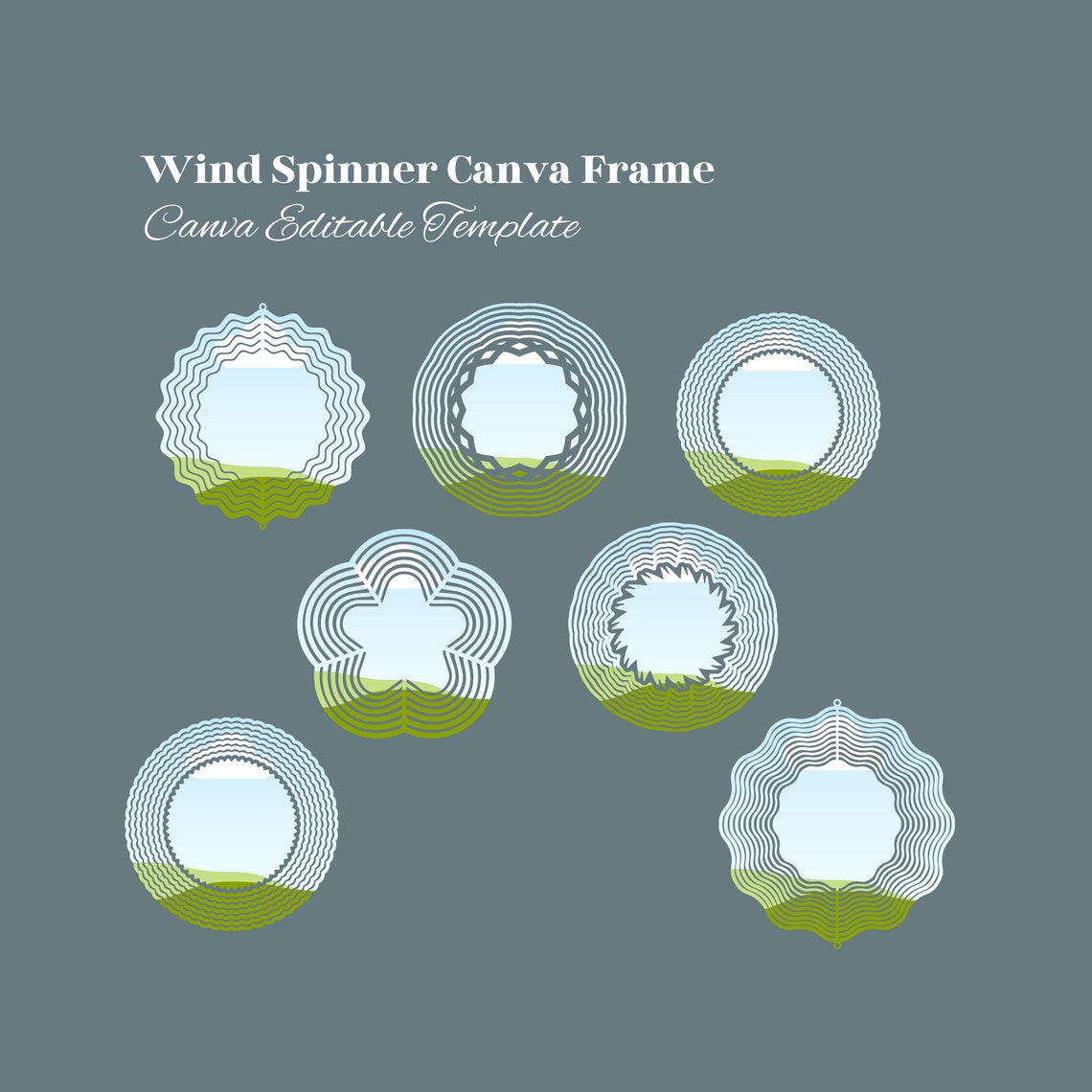 Wind Spinner Canva Frame PDF Template Bundle, 7 Different Wind Spinner ...
