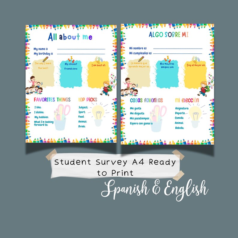 All About Me Student Favorite Things First Day of School Activity Pupil ...