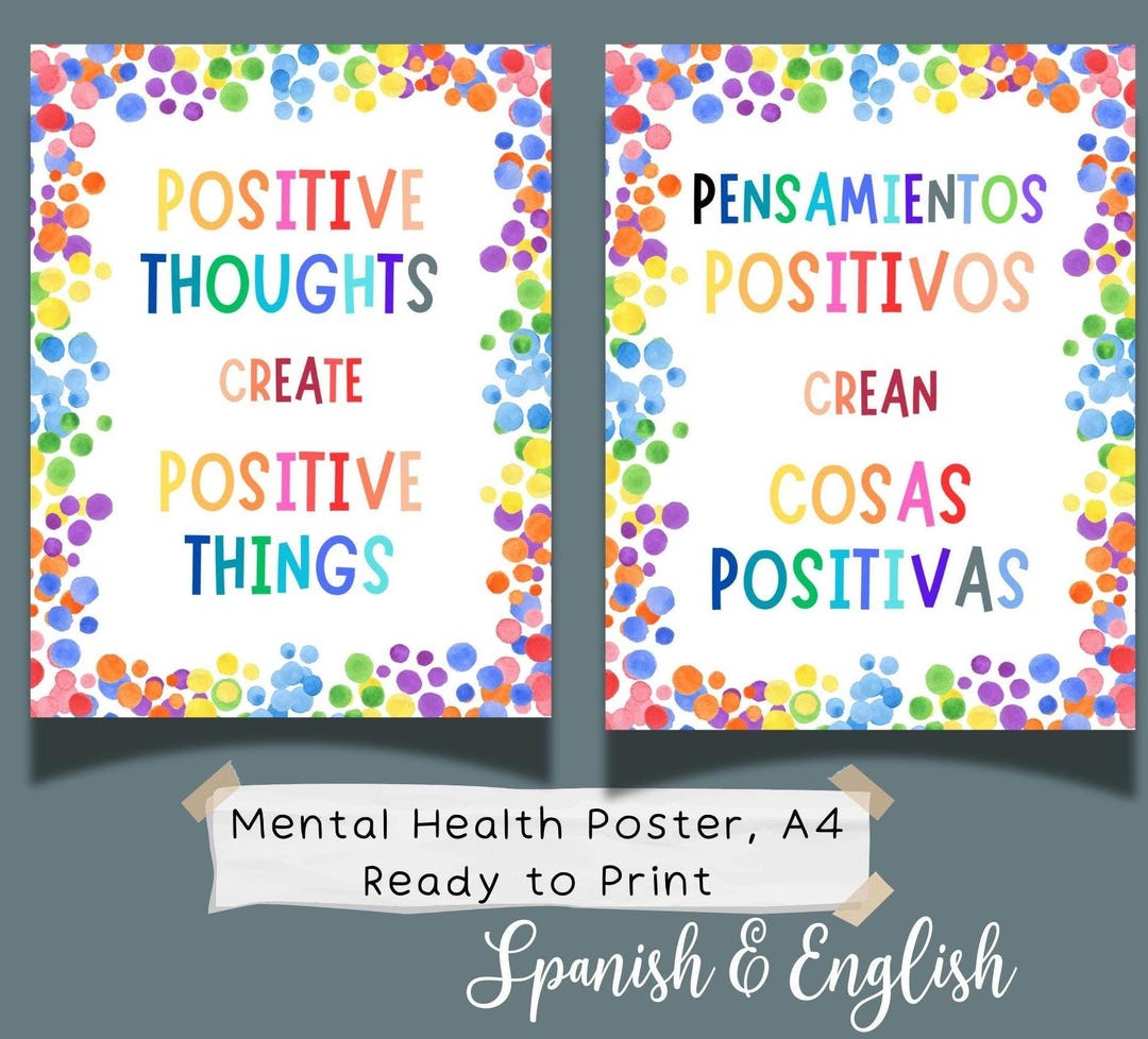 Mental Health Poster English and Spanish Therapy Office Decor Daily ...