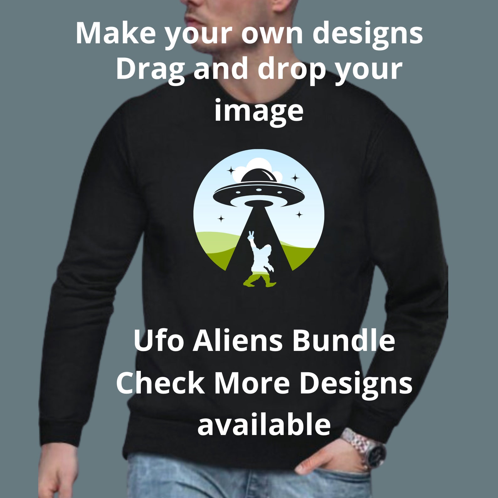 Alien Canva Frame Bundle UFO Alien Bigfoot Editable Canva Template ...