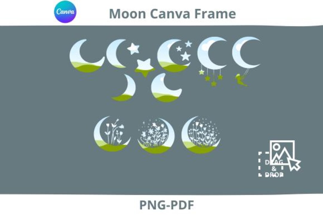 Canva Moon Frame PDF, Canva Template, Editable Canva File, Blank Frame ...