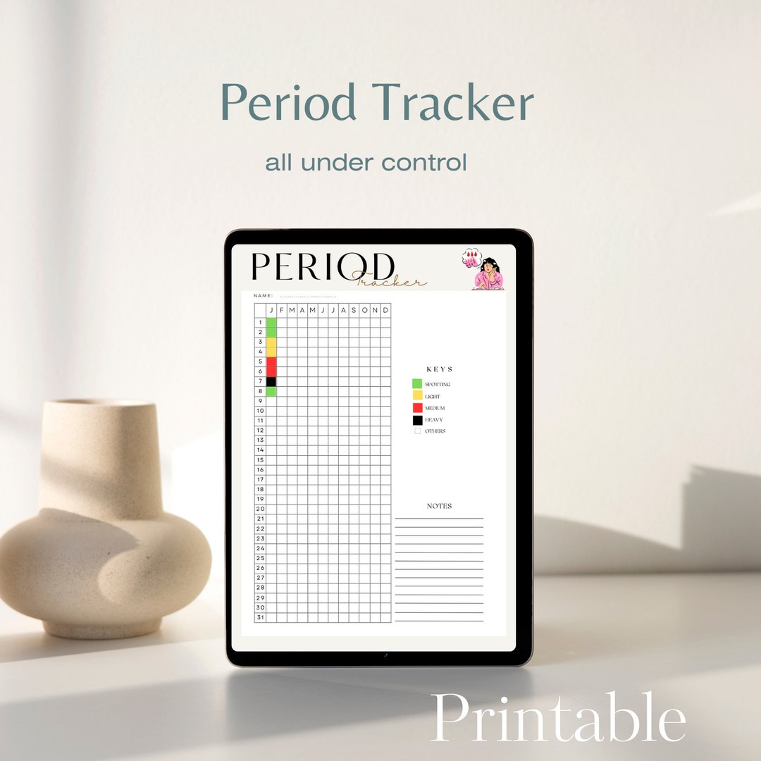 Printable Period Tracker, English and Spanish, Symptom Tracker, Period ...