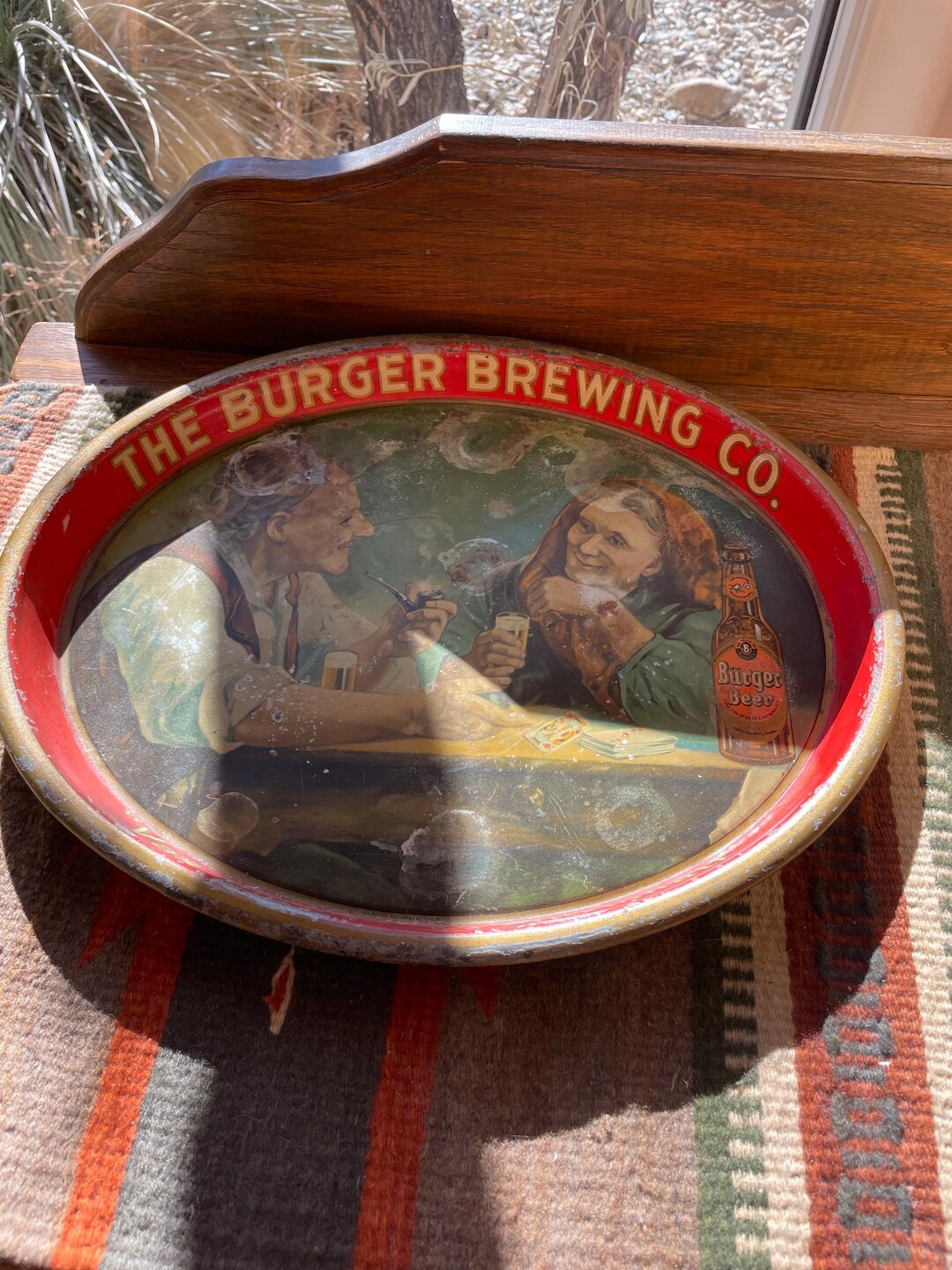 Antique “the Burger Brewing Co.” Metal Serving Tray Made by H.D. BEACH ...