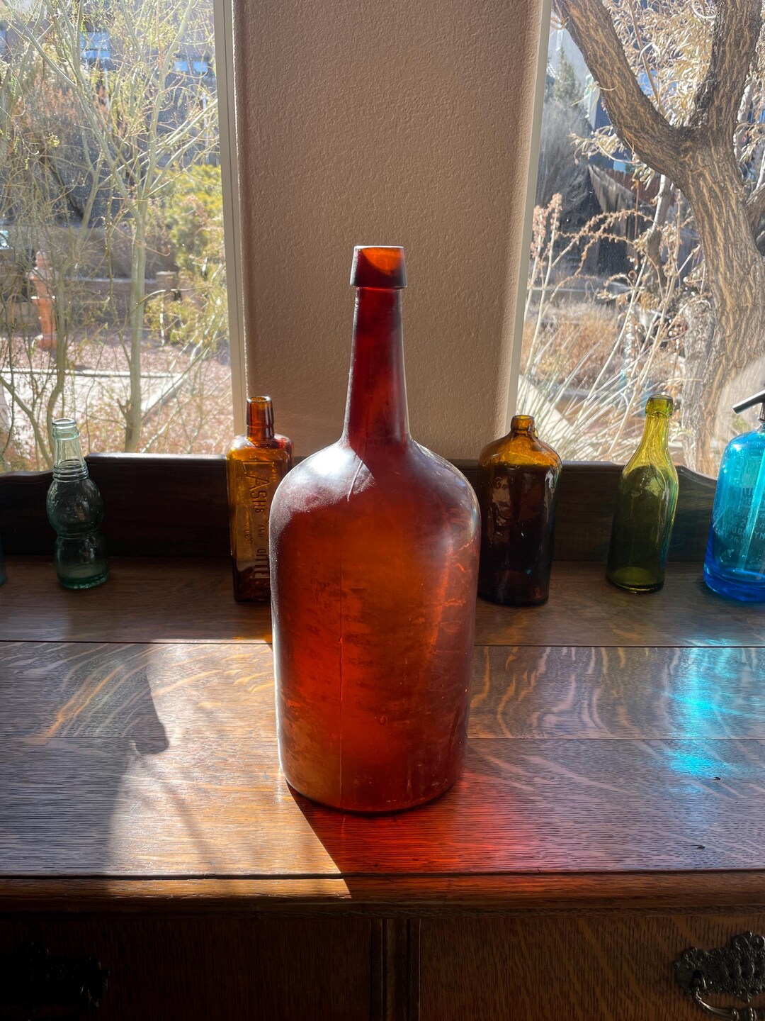 Antique Very Large Amber Glass Whiskey Bottle C1850-1890s Unmarked - Etsy