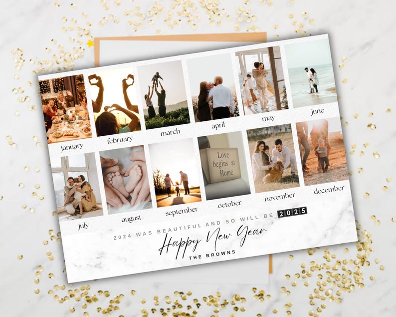 New Years Recap, Customizable Template, New Years Card, Canva Template ...