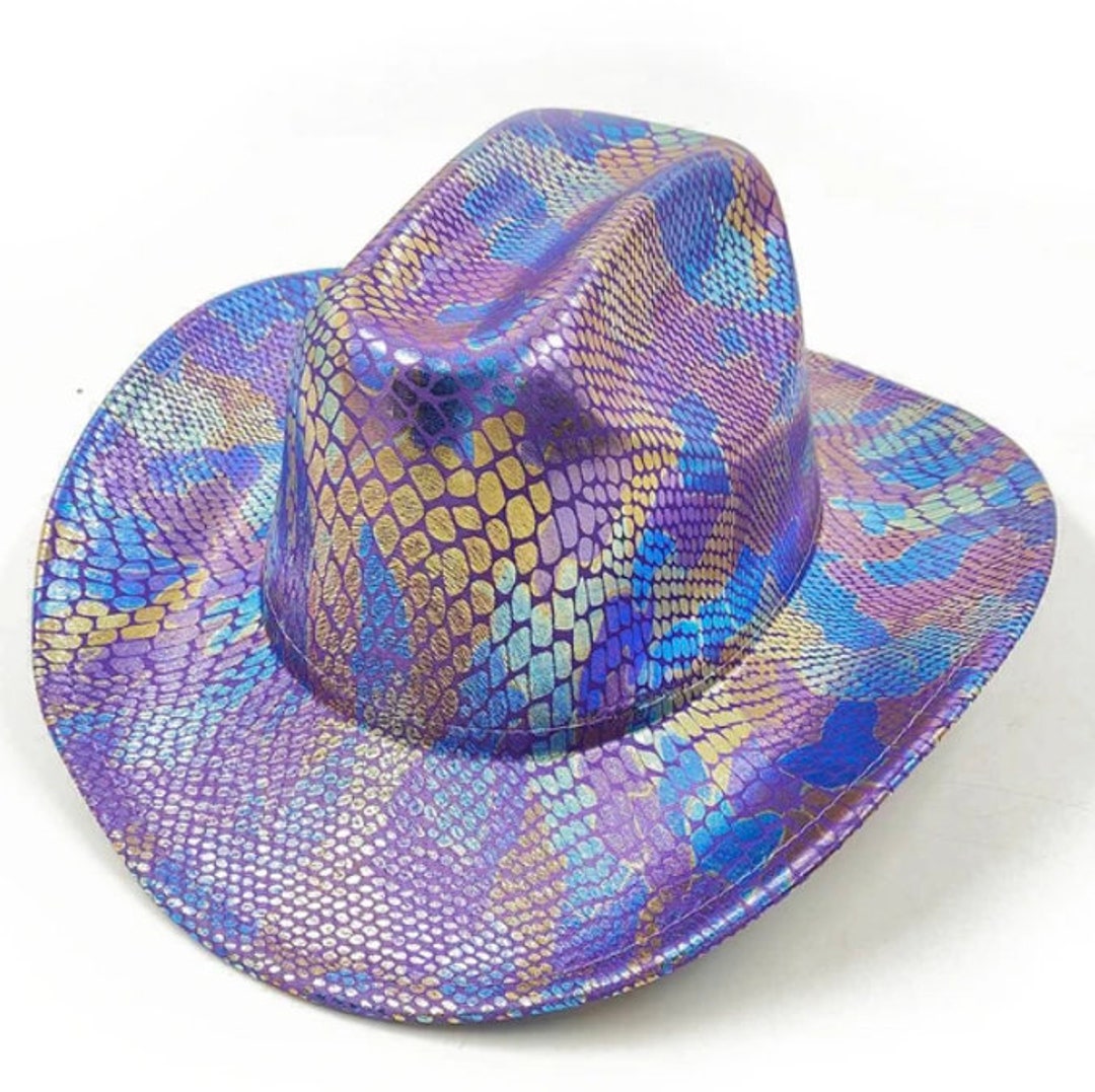 Rainbow PRIDE Laser Cowboy Hat Western Cowboy Men and Women Retro Party ...