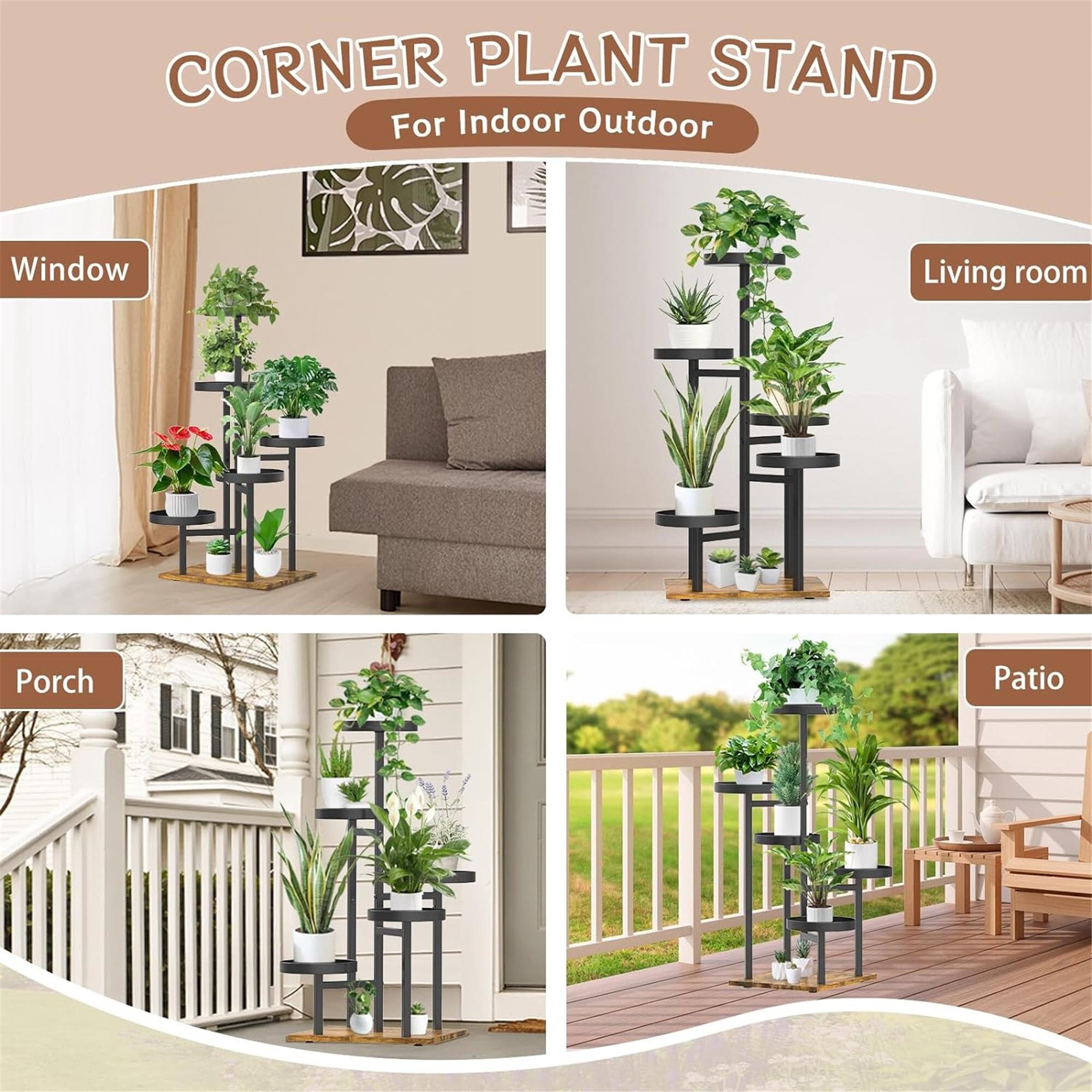 5 Tier Plant Stand Indoor, Metal Corner Plant Holders Tall for Multiple ...