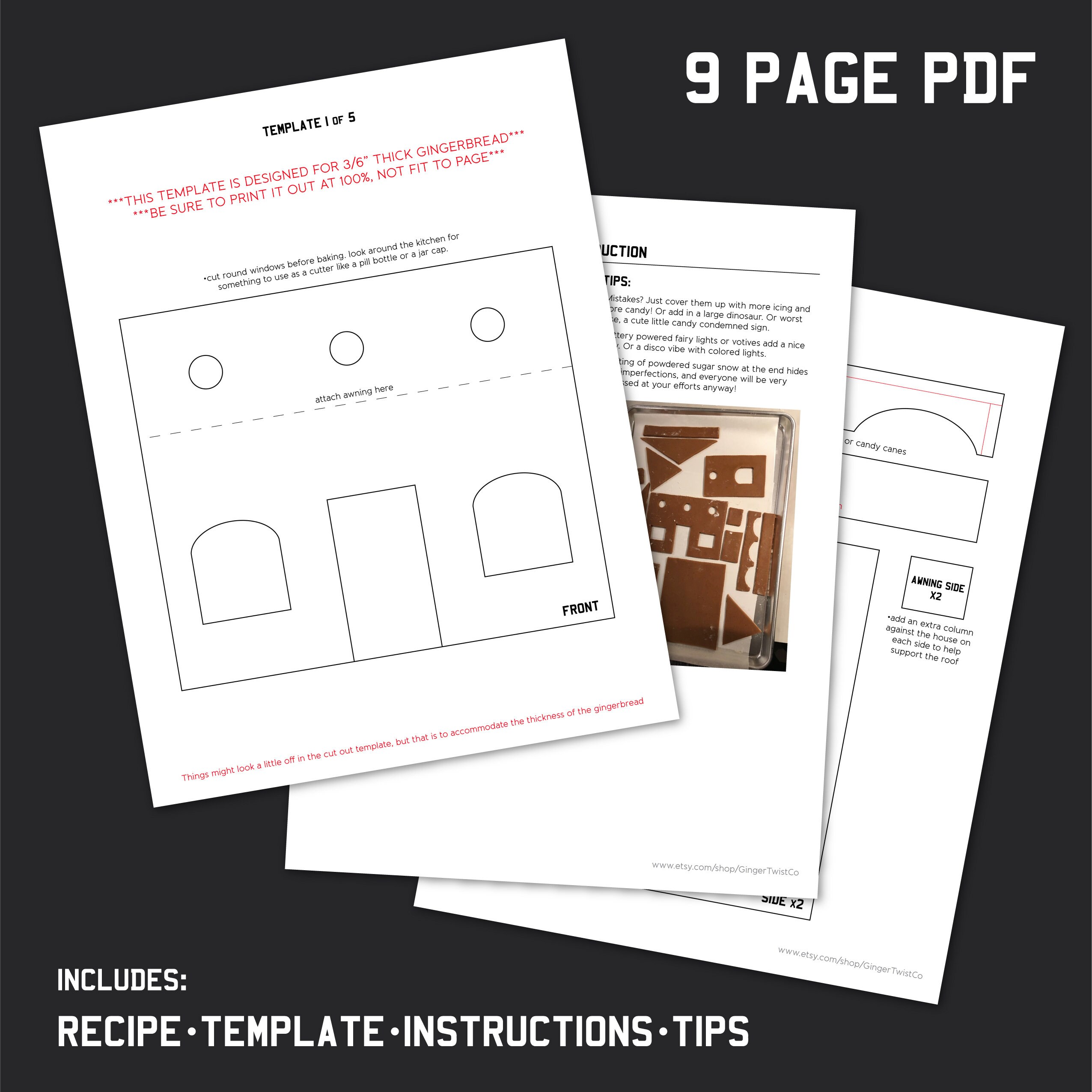 Gingervilla GINGERBREAD HOUSE PLANS - Digital Download - Printable ...
