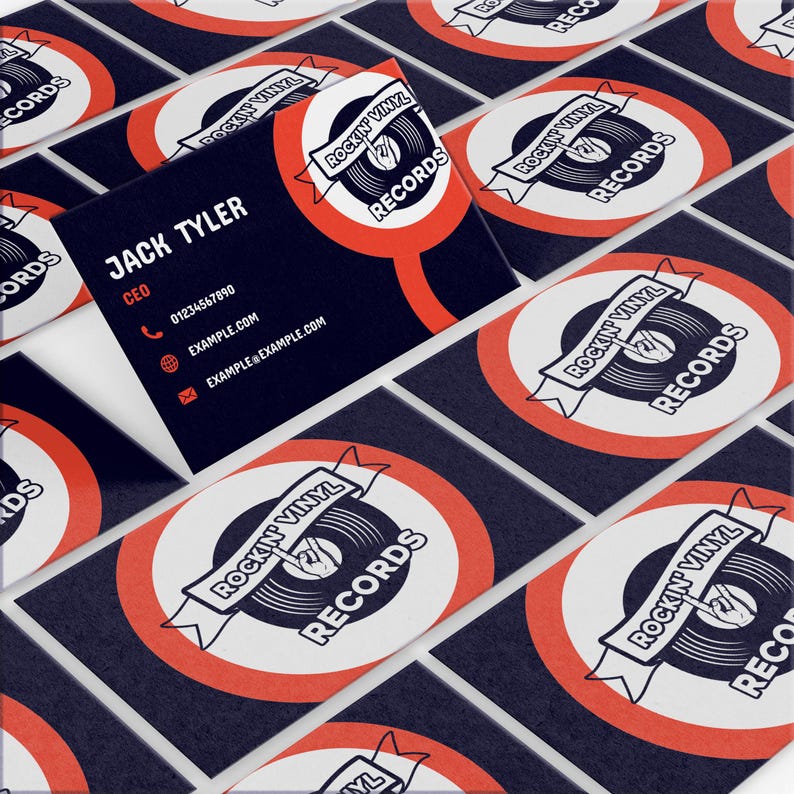 Editable Circular Business Card Template Retro Music Canva Template ...