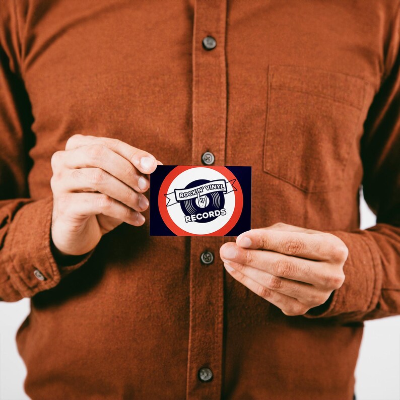 Editable Circular Business Card Template Retro Music Canva Template ...