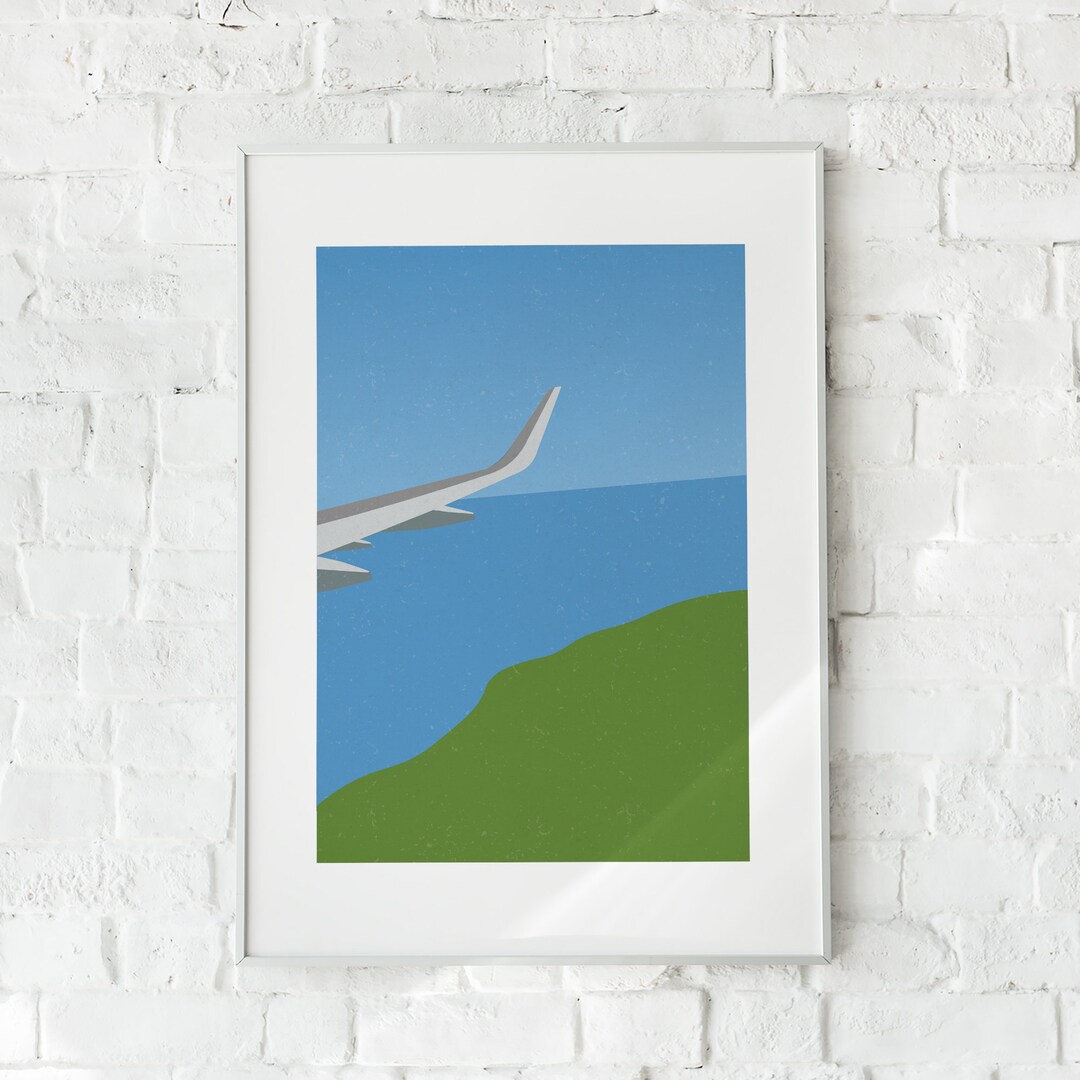 Aerial View A4 Poster Modern Travel Wall Art Print Minimalist Plane ...