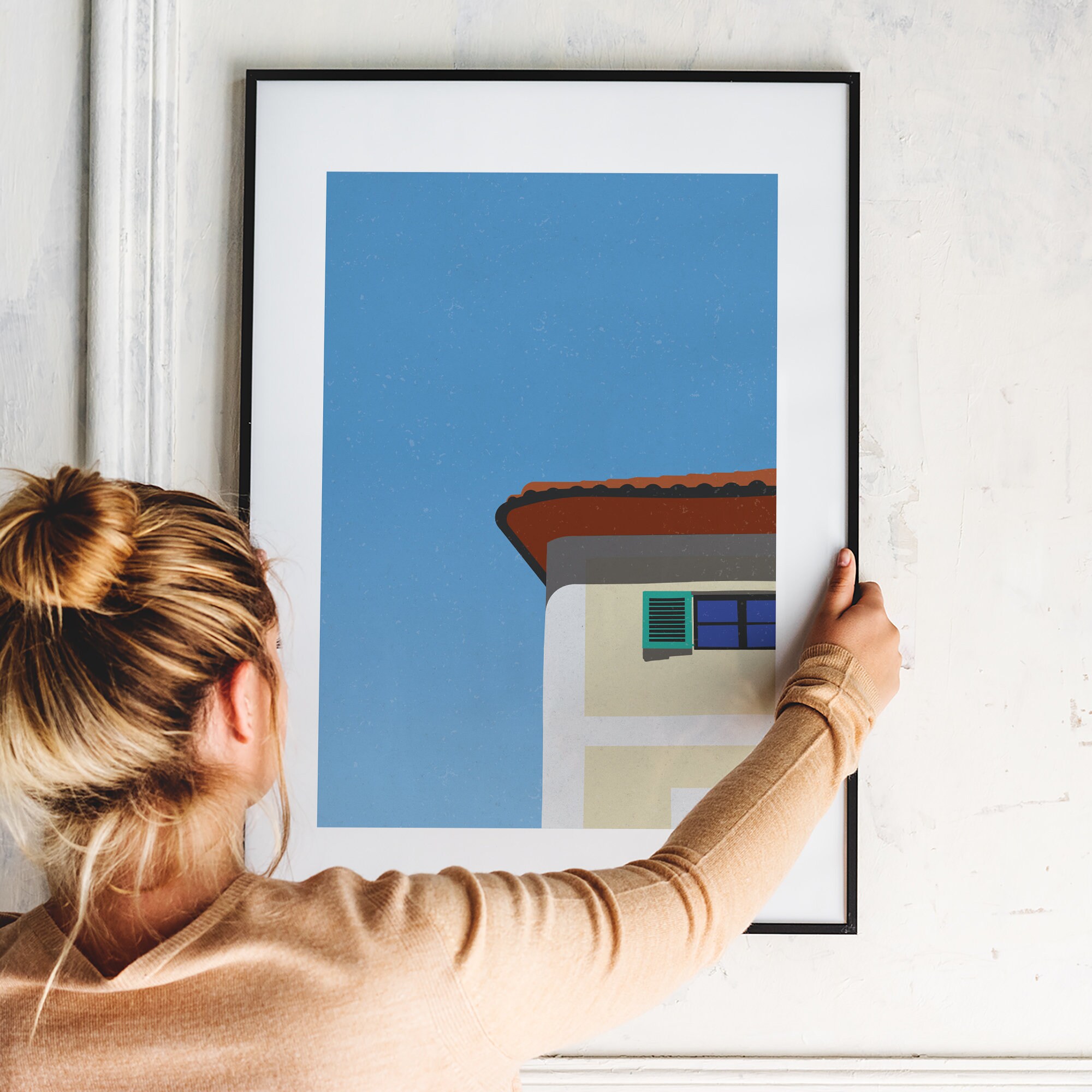 European Style Rooftop A4 Poster Minimalist Architectural Print - Etsy