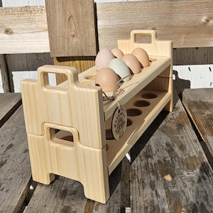 Personalized, Stackable Wood Egg Holder L Chicken Egg Storage L Wooden ...