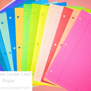 Colorful Loose Leaf College Ruled Filler Notebook Paper for 3-ring ...