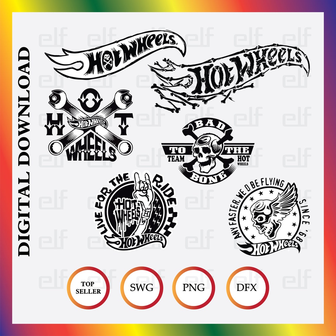 Hot Car Wheels Svg Bundle Car Wheels Logo Race Car Birthday Sticker