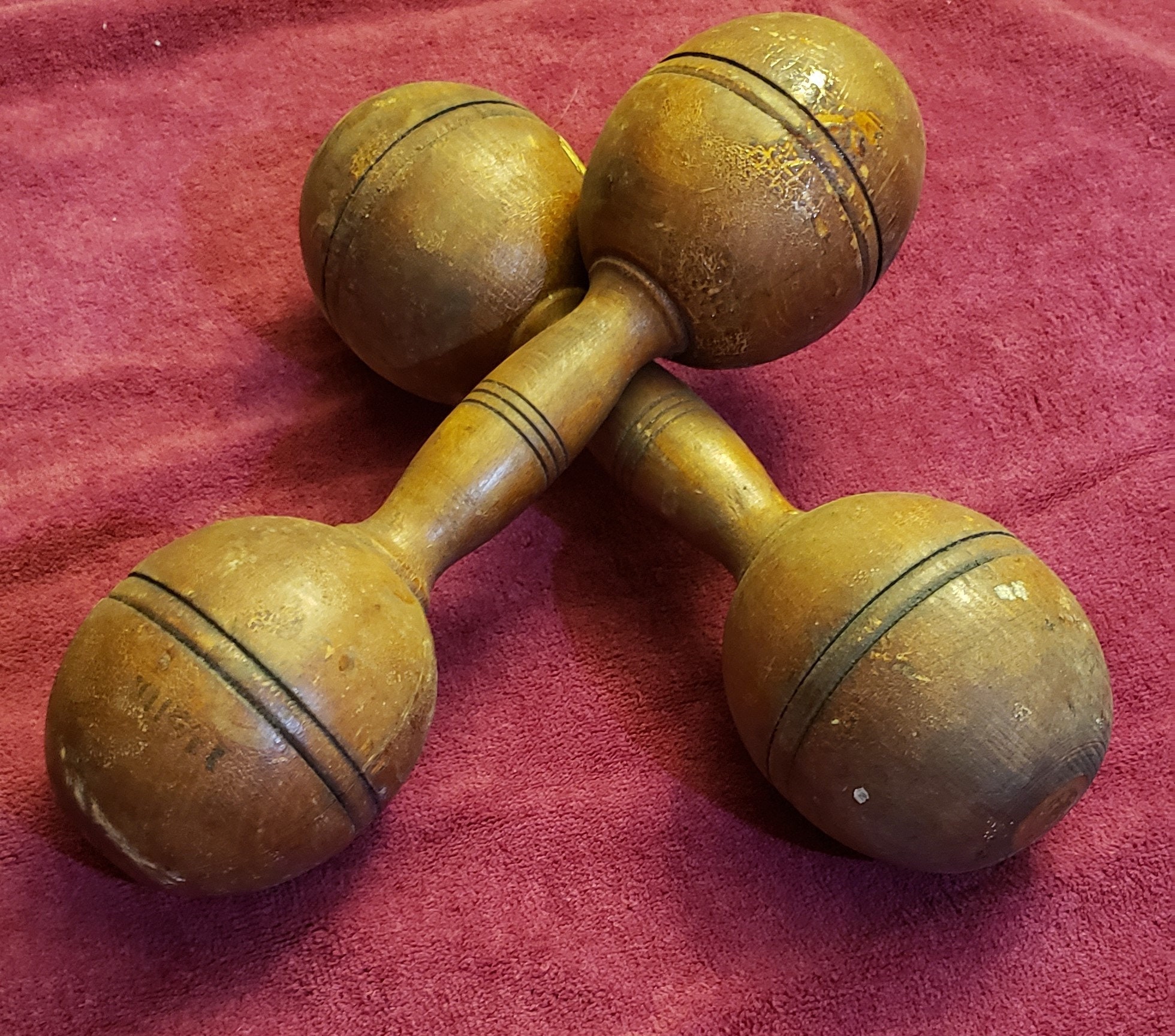 HTF Rare! Antique Vintage Dumbbells. Wooden Excellent Condition! 1920's ...