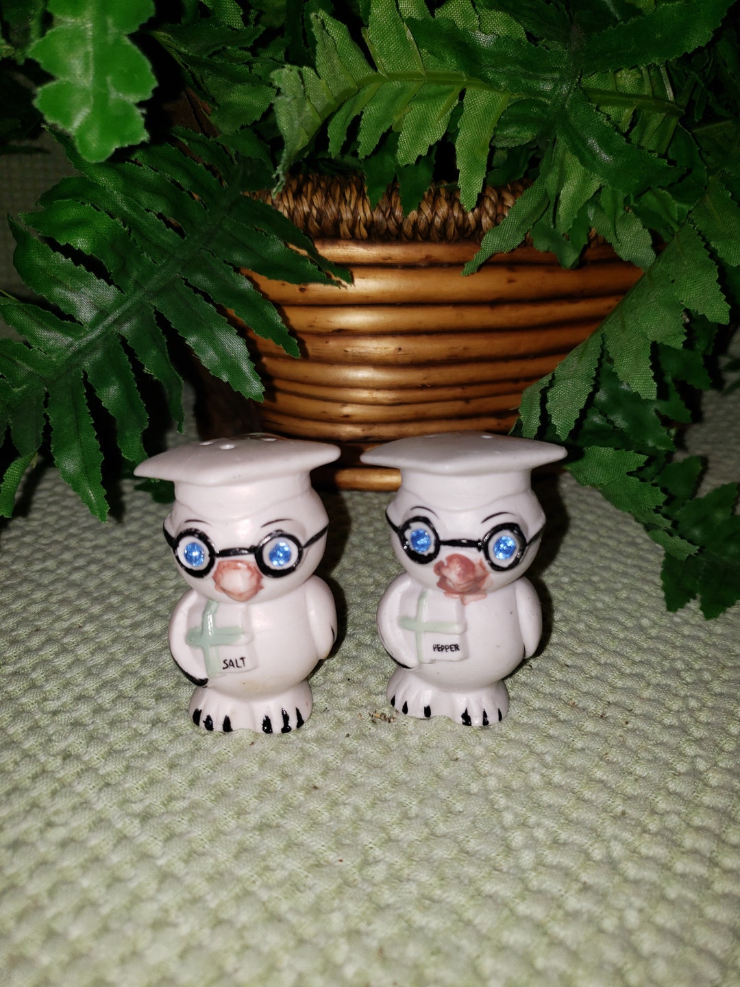 Rare! Vintage "woods" the OWL Professor Salt and Pepper Shaker Lefton ...