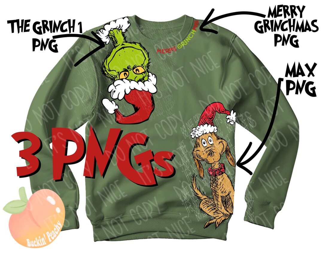 3 PNGS, Mean Green Guy, Digital Download, PNG, Grinch and Max, Holiday ...
