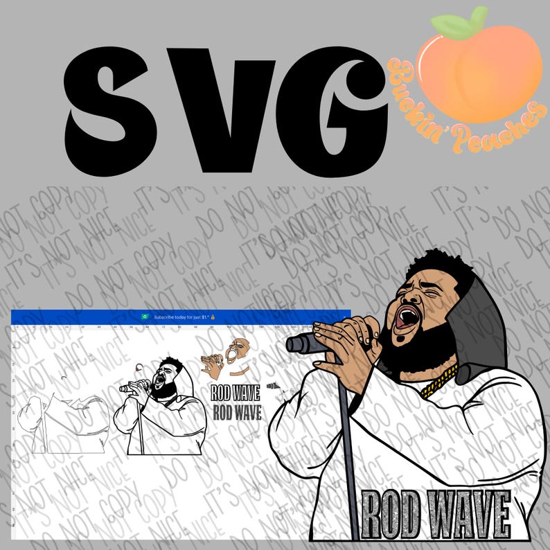 Rod Wave Singing, SVG and PNG, Cricut, Glitter, Silhouette Cut Files ...