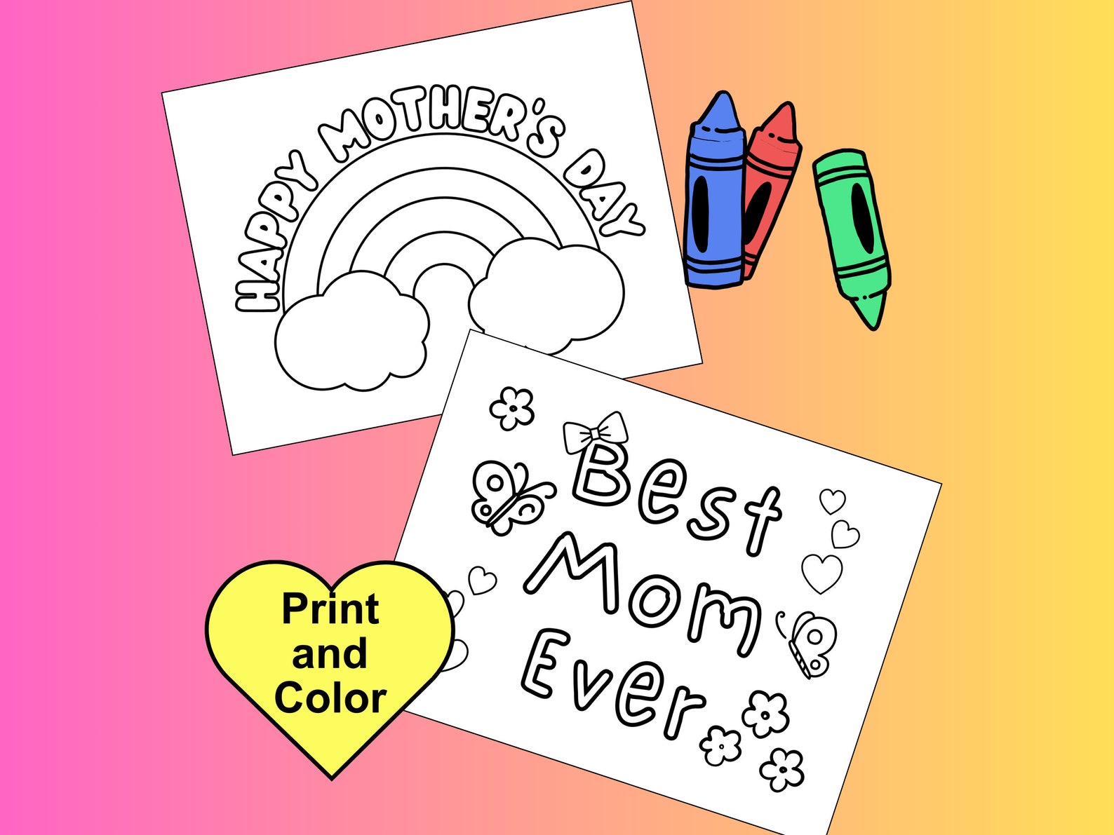 Happy Mother's Day Coloring Pages, Instant Digital Download, Printable ...