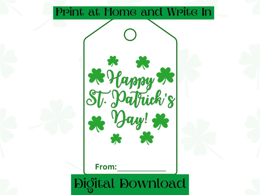 Printable Happy St. Patrick's Day Gift Tags, Clover Present Tags ...