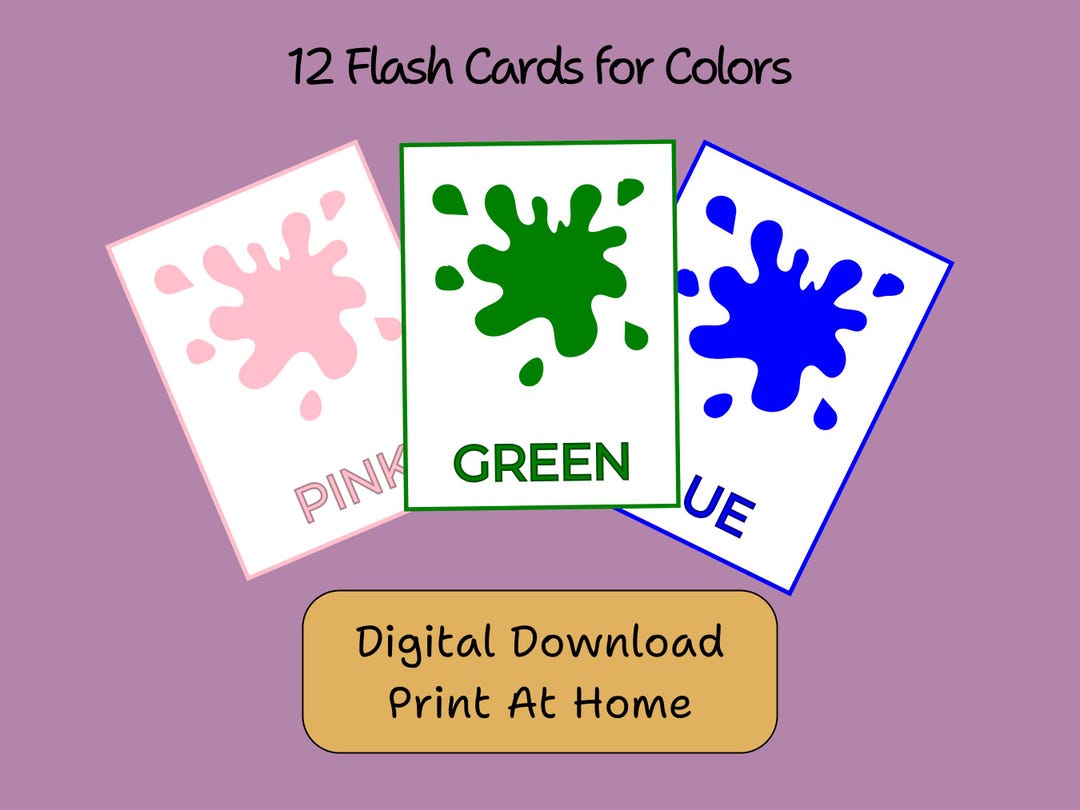 Color Flash Cards, Printable Education for Toddler, Preschool (digital ...