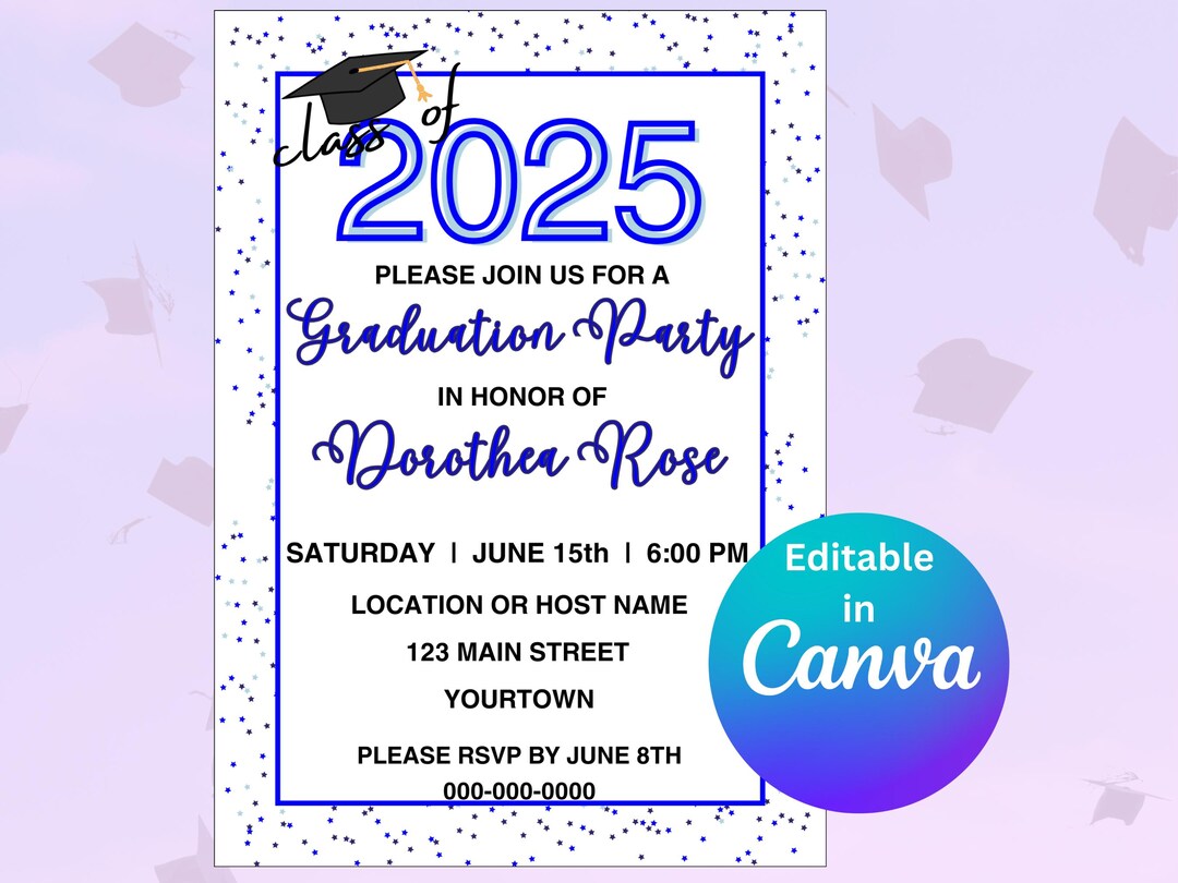 2025 Graduation Party Invitation, Editable Canva Template, Printable ...