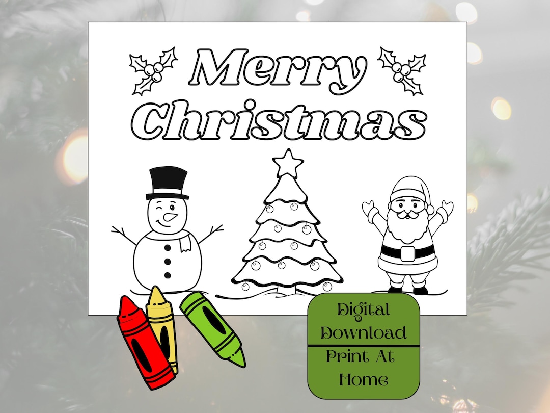Printable Christmas Coloring Page With Santa and Snowman (digital ...