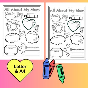 All About My Mom Worksheet, Digital Download, Printable, Activity for ...