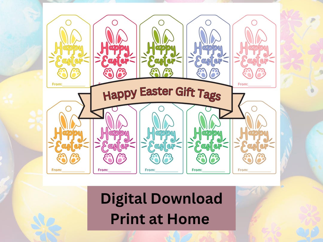 Printable Happy Easter Gift Tags, Bunny Ears and Feet (digital Download ...