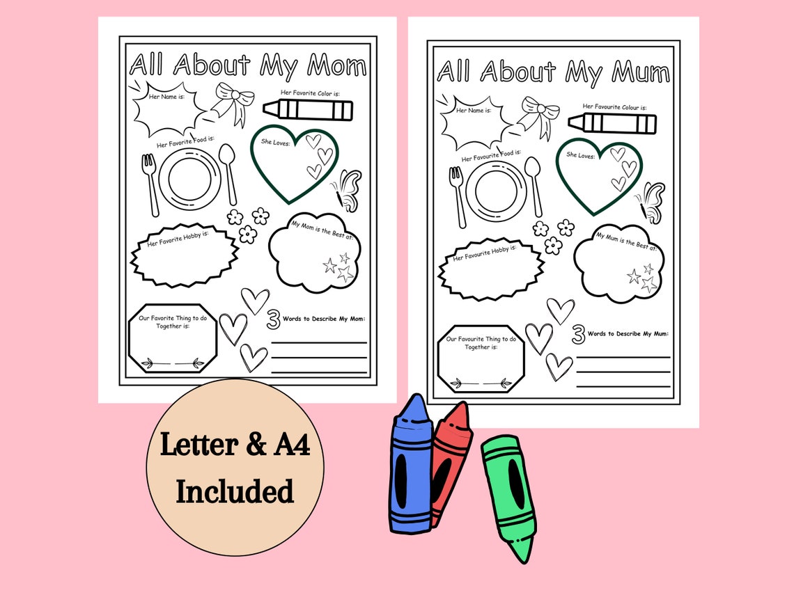 All About My Mom Worksheet, Digital Download, Printable, Activity for ...