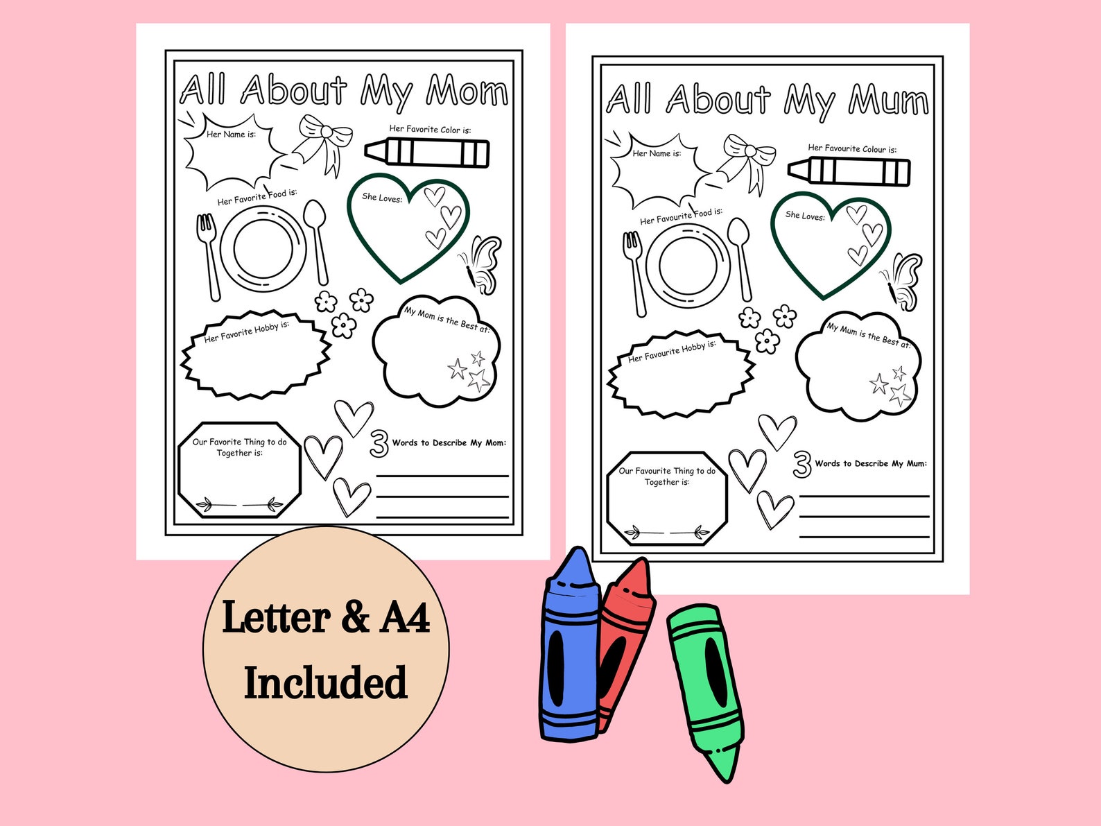 All About My Mom Worksheet, Digital Download, Printable, Activity for ...