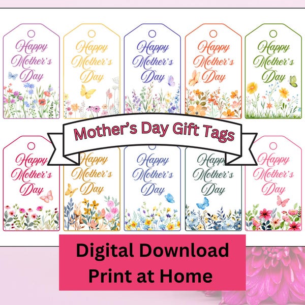 Mothers Day Flowers Tag - Etsy