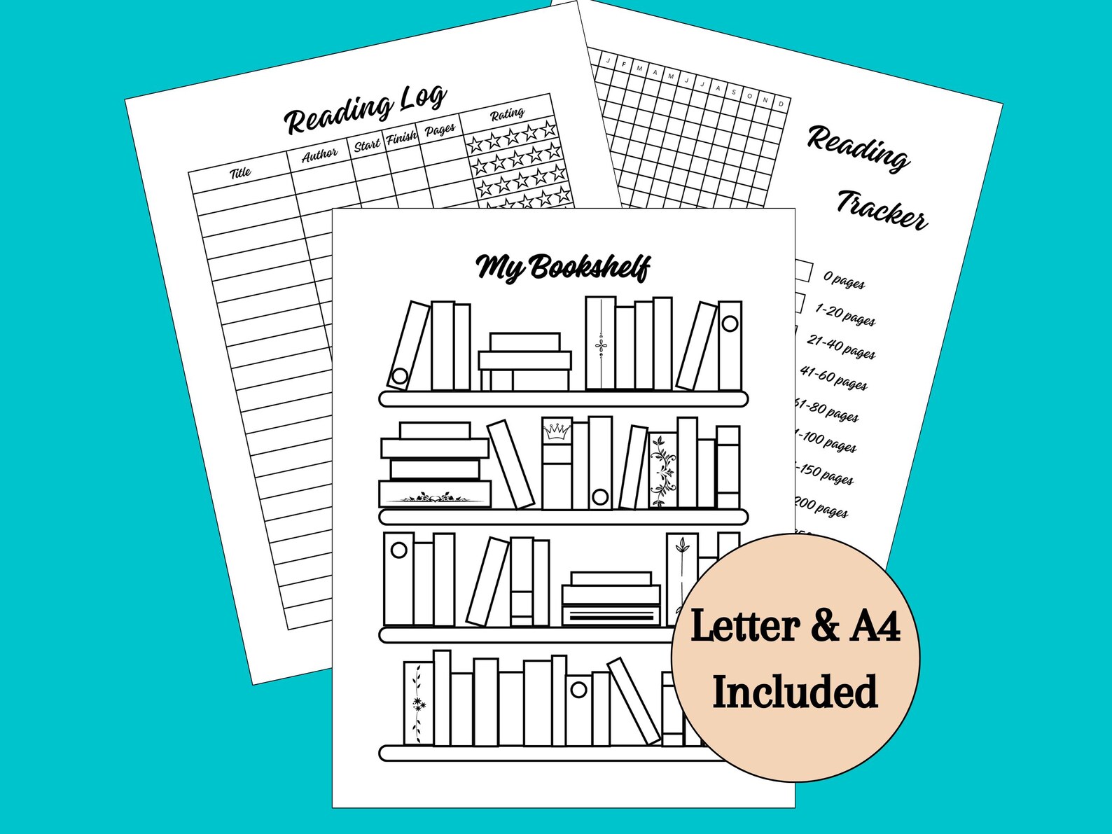 Reading Bundle, Book Log, My Bookshelf, Tracker, Printable, Digital ...