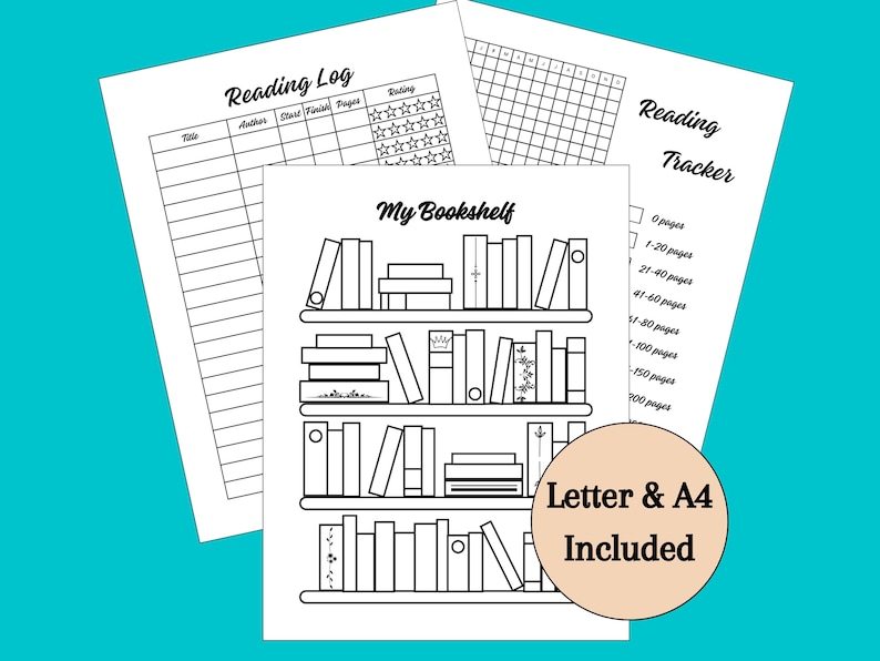 Reading Bundle, Book Log, My Bookshelf, Tracker, Printable, Digital ...