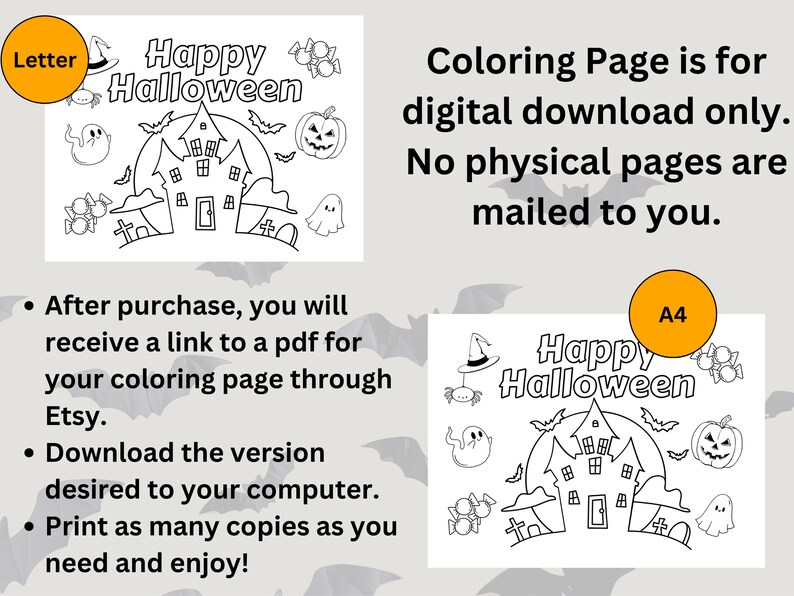 Happy Halloween Coloring Page, Digital Download, Printable, Activity ...