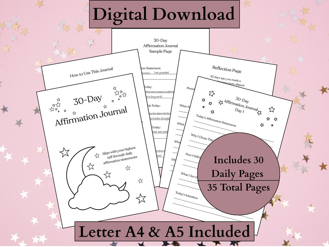 30-day Printable Coloring Affirmation Journal (digital Download) - Etsy
