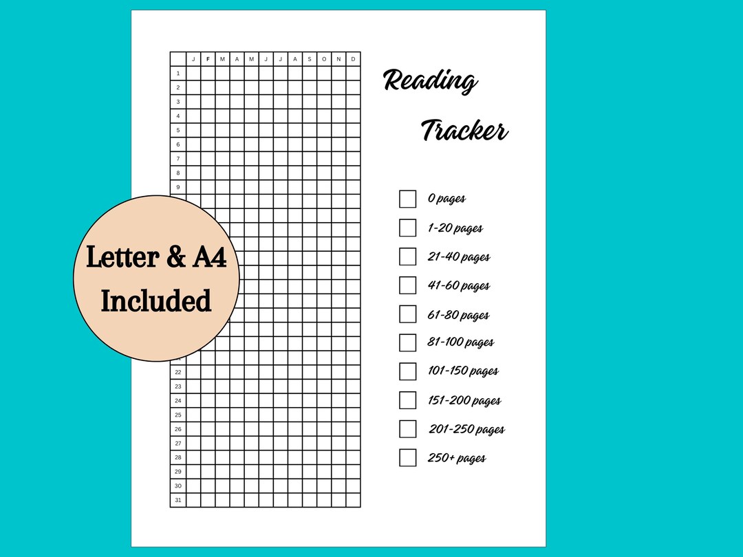 Reading Tracker, Digital Download, Printable, Pages Worksheet, Planner ...