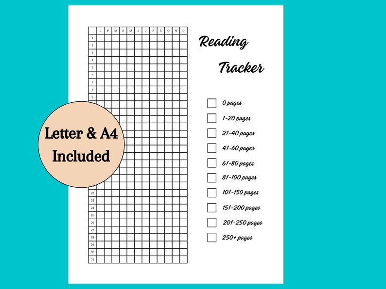 Reading Tracker, Digital Download, Printable, Pages Worksheet, Planner ...