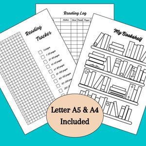 Reading Bundle, Book Log, My Bookshelf, Tracker, Printable Digital ...
