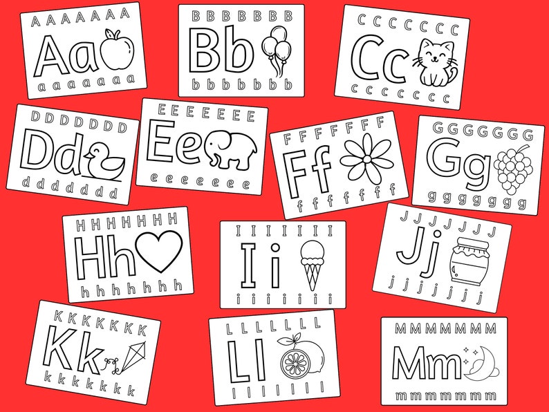 Alphabet Coloring Pages for Kids, A-Z, Instant Digital Download, 26 ...